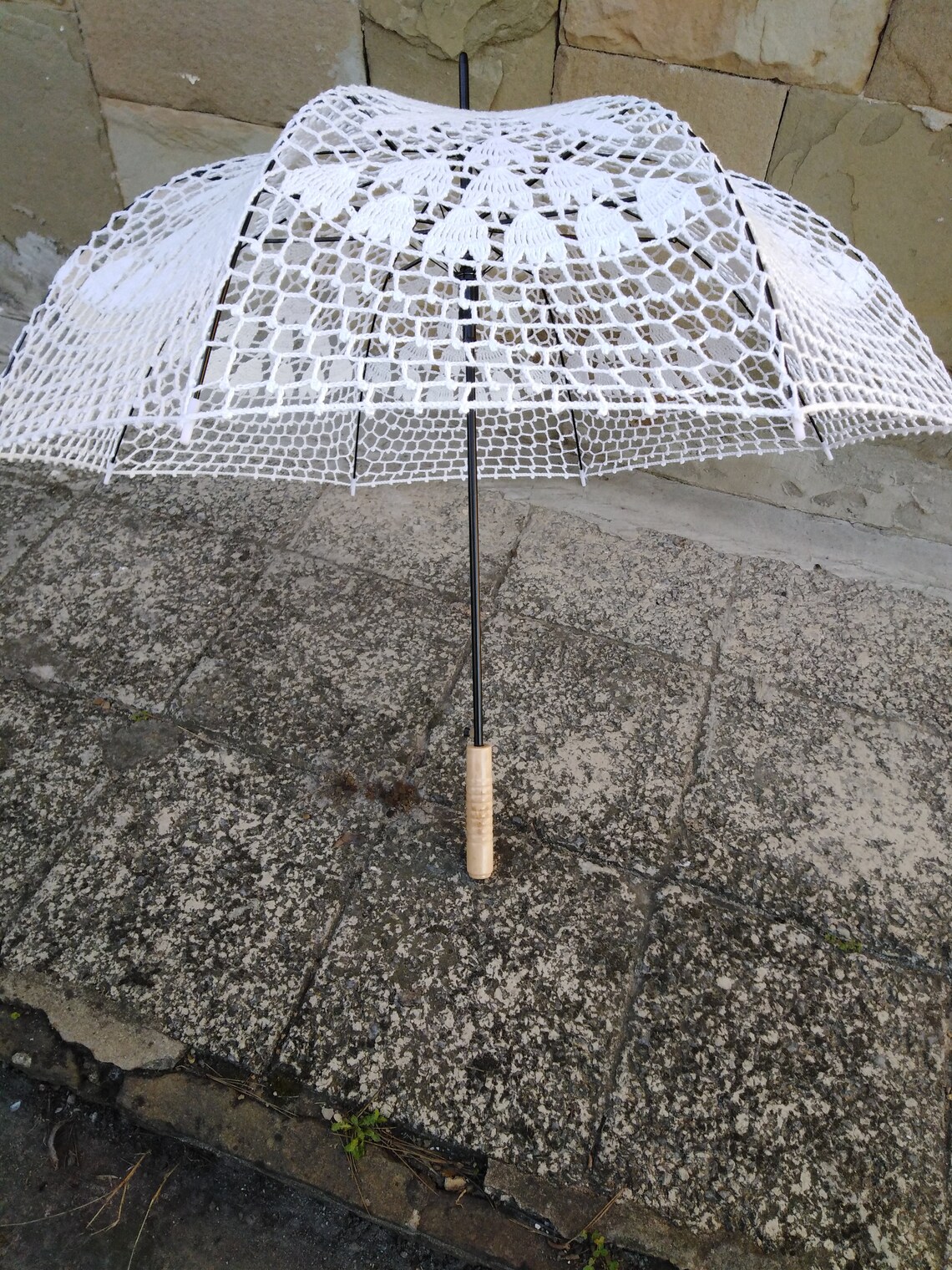 Crochet Umbrella, Lacy Parasol, White Victorian Parasol, Lace Floral ...