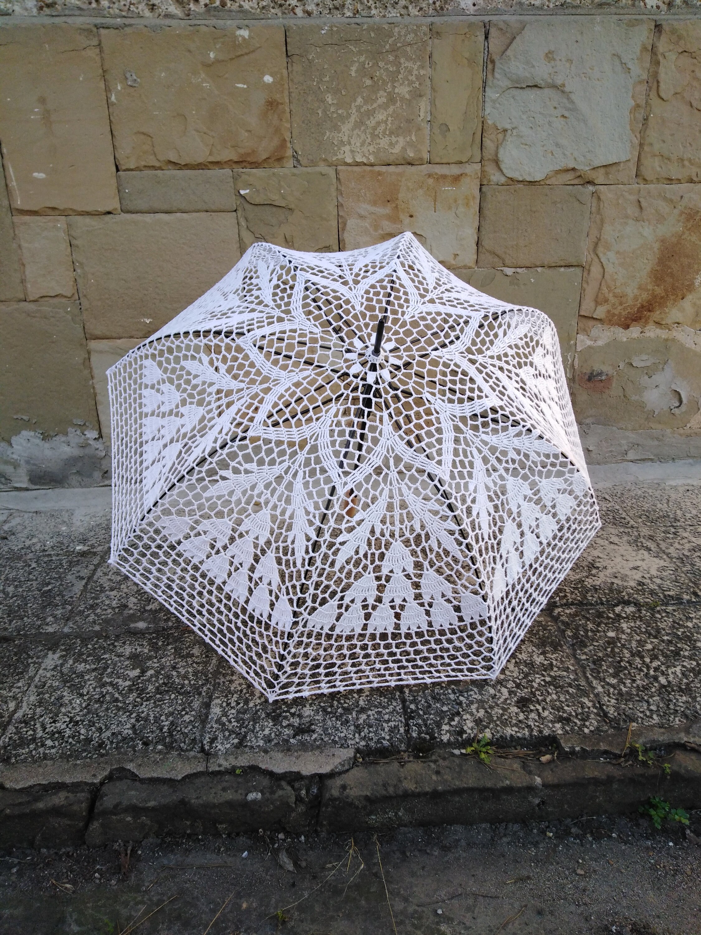 Crochet Umbrella, Lacy Parasol, White Victorian Parasol, Lace Floral ...