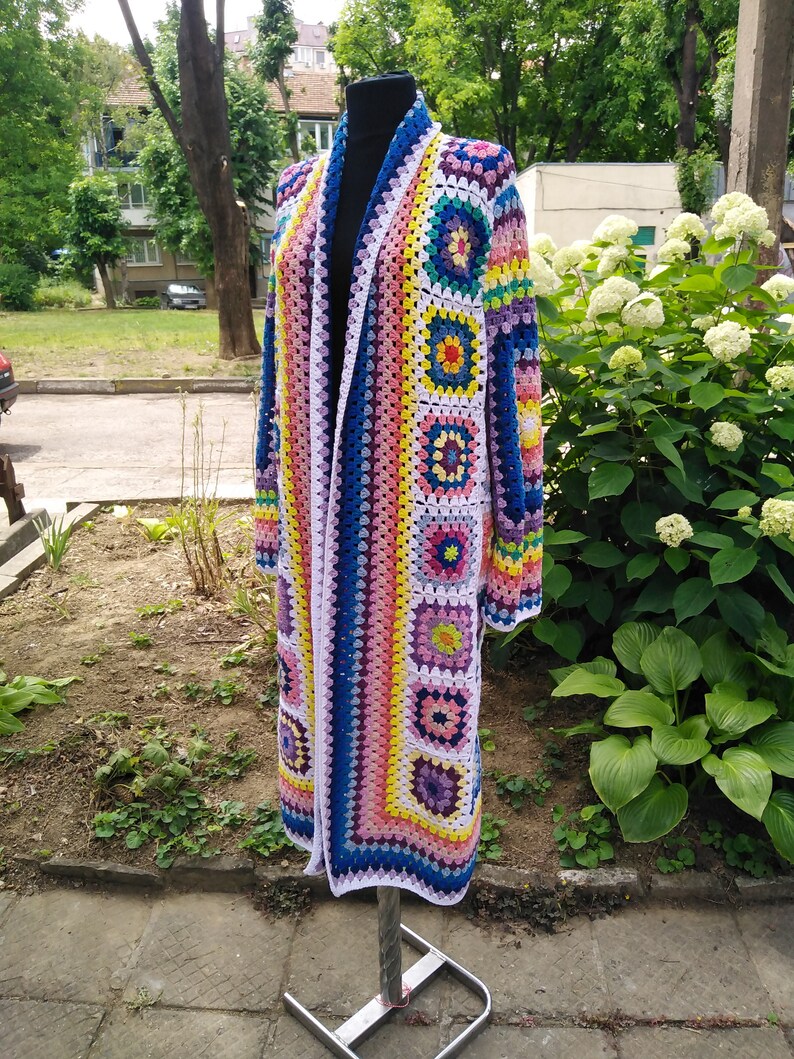 Granny Square Coat Motif Granny Square Cardigan Patchwork - Etsy