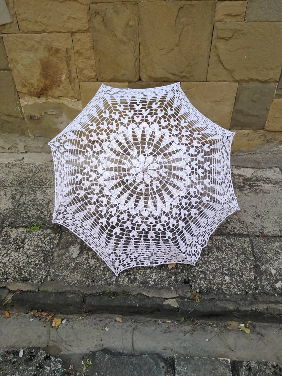 Crochet Parasol, White Cotton Umbrella, Victorian Parasol, Wedding ...