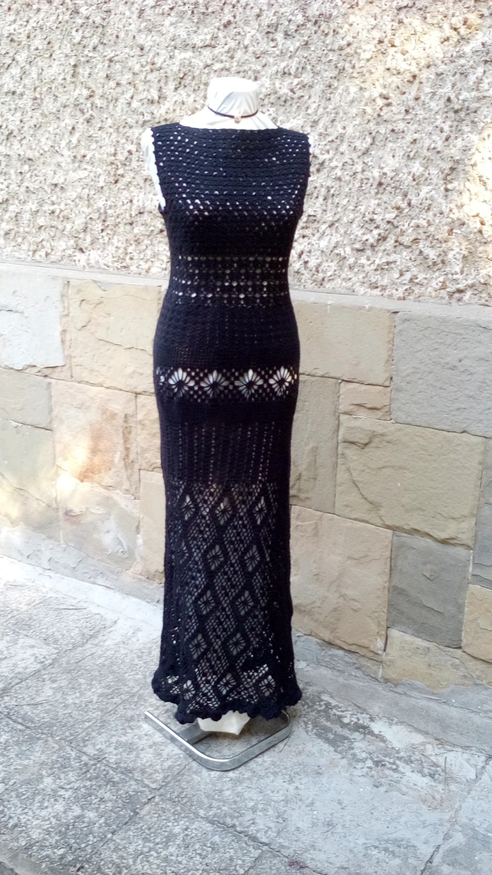 Black Crochet Dress, Lace Maxi Dress, Wedding Woman Dress, Bridal ...