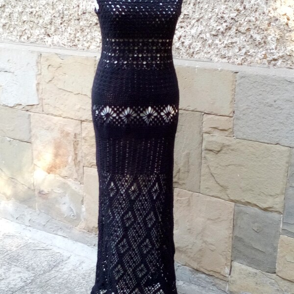 Black Crochet Dress - Etsy