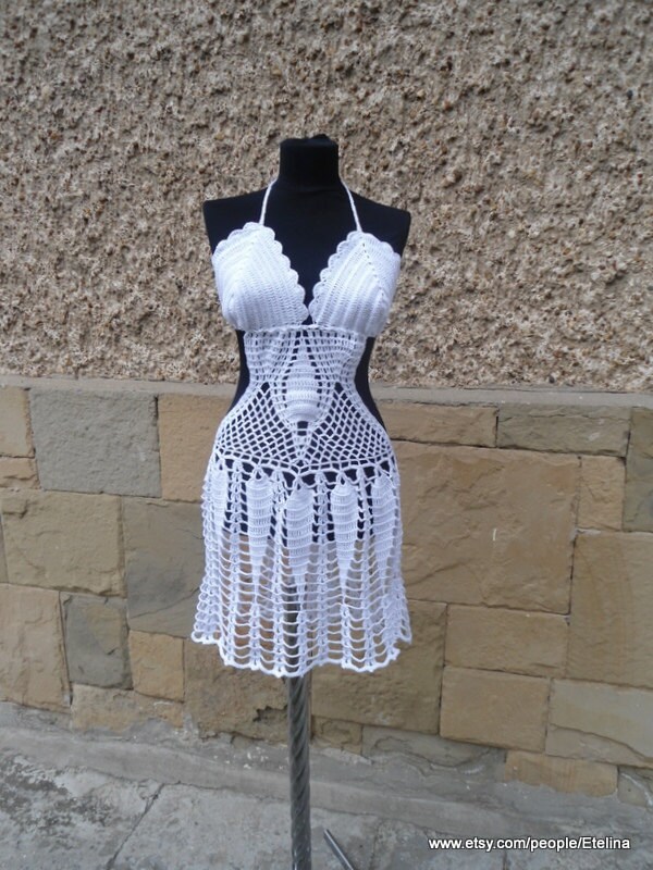 Crochet Cover Up Lace Beach Dress Sexy Women Dress White - Etsy