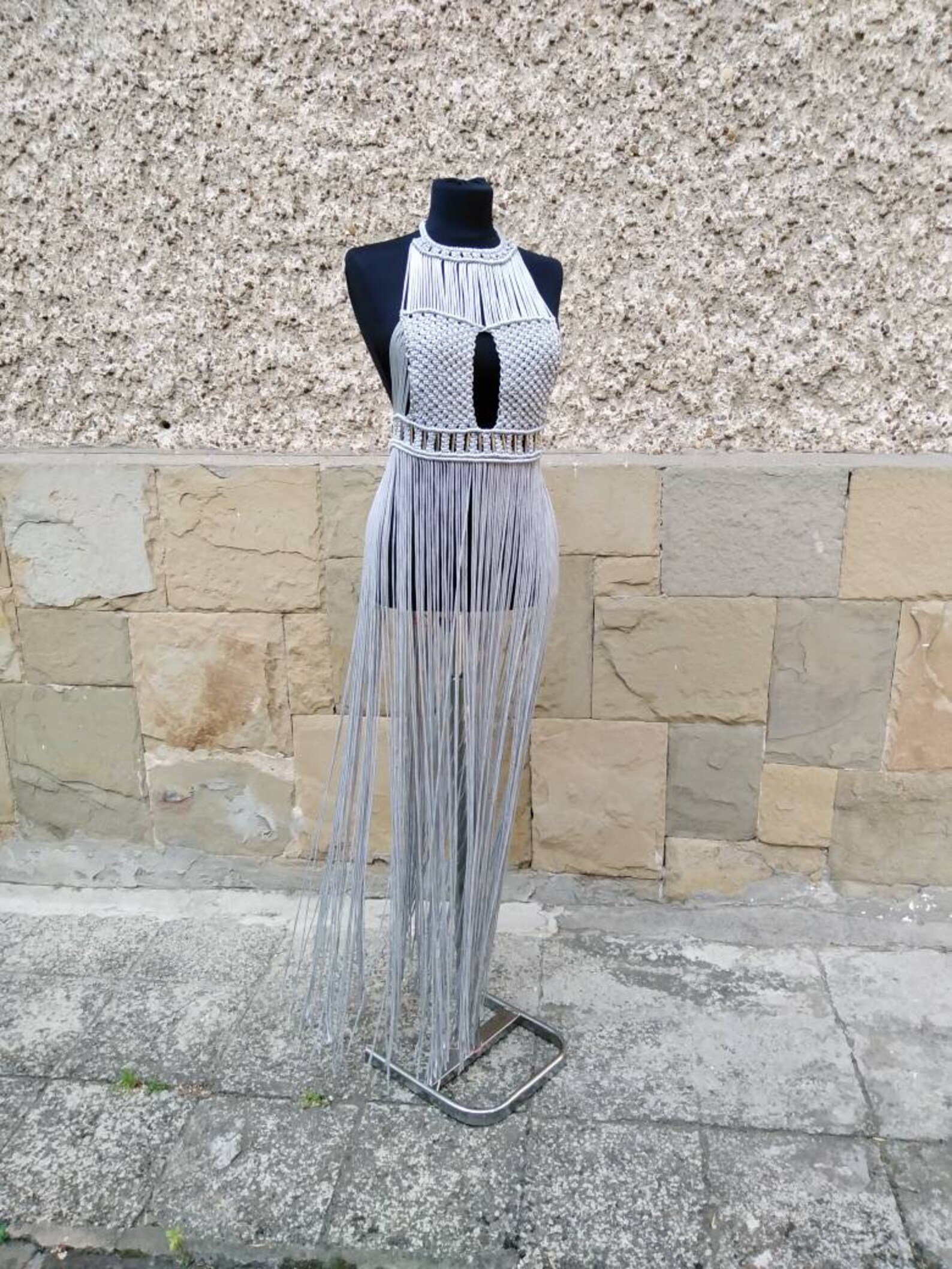 Macrame Dress, Festival Dress, Beach Party Cover, Macrame Fringe Dress ...