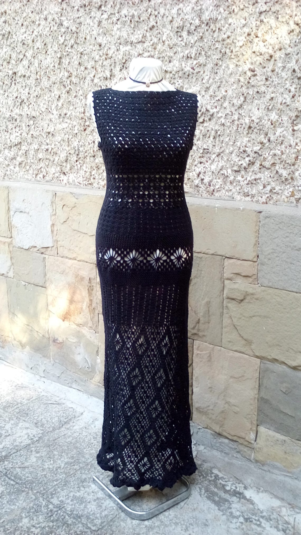 Black Crochet Dress Lace Maxi Dress Wedding Woman Dress - Etsy