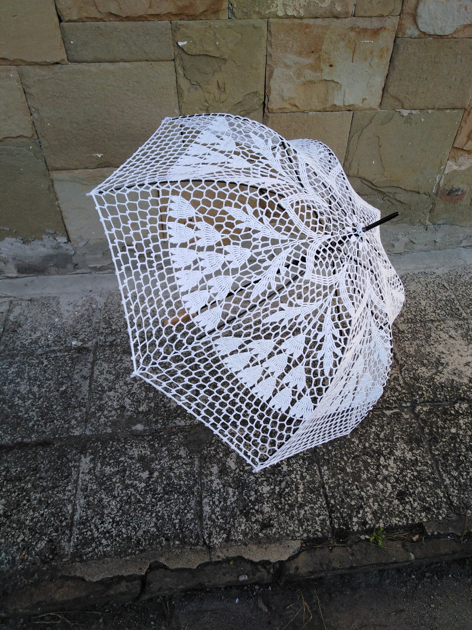 Crochet Umbrella, Lacy Parasol, White Victorian Parasol, Lace Floral ...