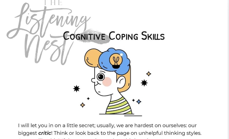 Cognitive Coping Skills Packet - Etsy