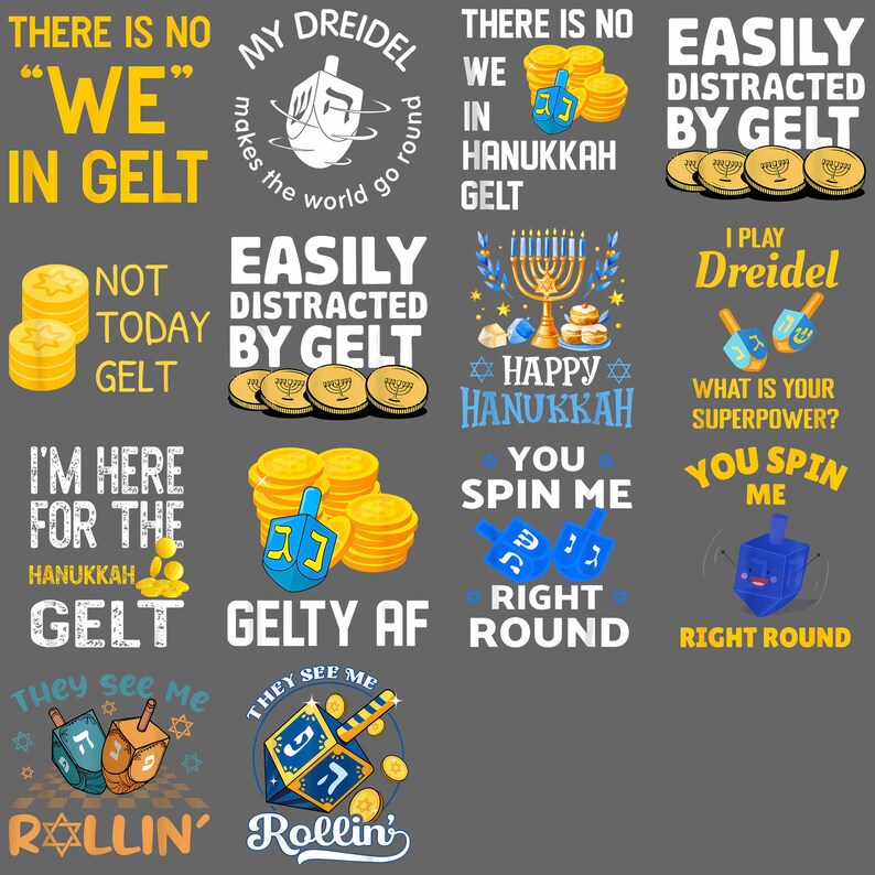 There is No We in Hanukkah PNG – Funny Gelt Dreidel Game Menorah Latkes ...