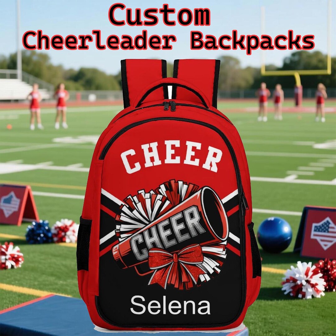 Custom Cheer Backpack for Girls, Personalized Name Red Cheerleader ...
