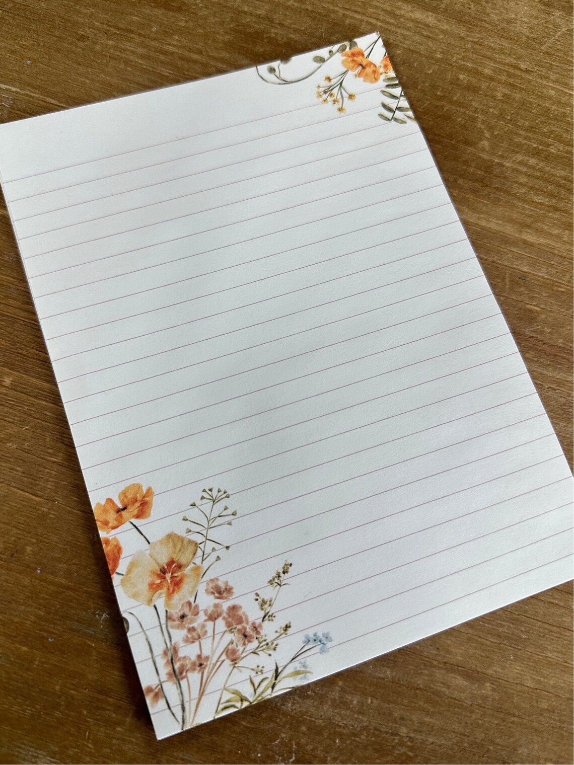 WILDFLOWERS STATIONARY PAPER, 5 X 7, Watercolor, Floral, Nature ...