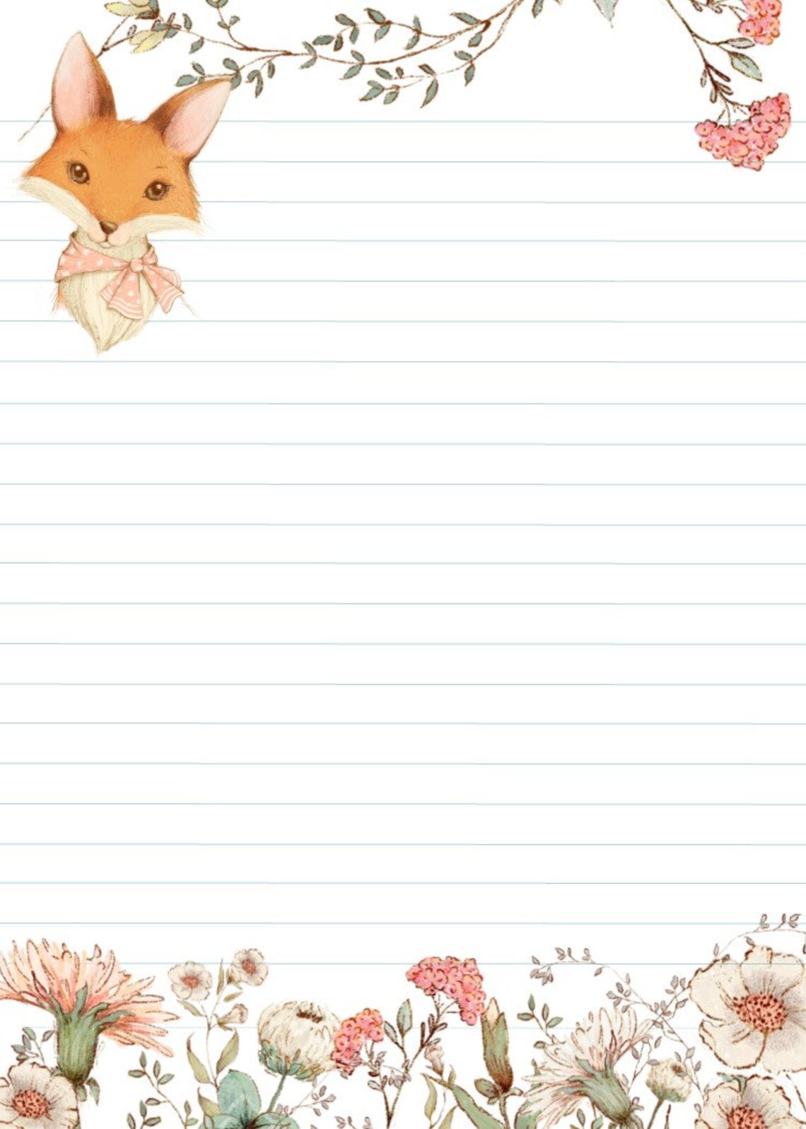 STATIONARY PAPER 5 X 7 Watercolor Fox Nature Outdoors - Etsy