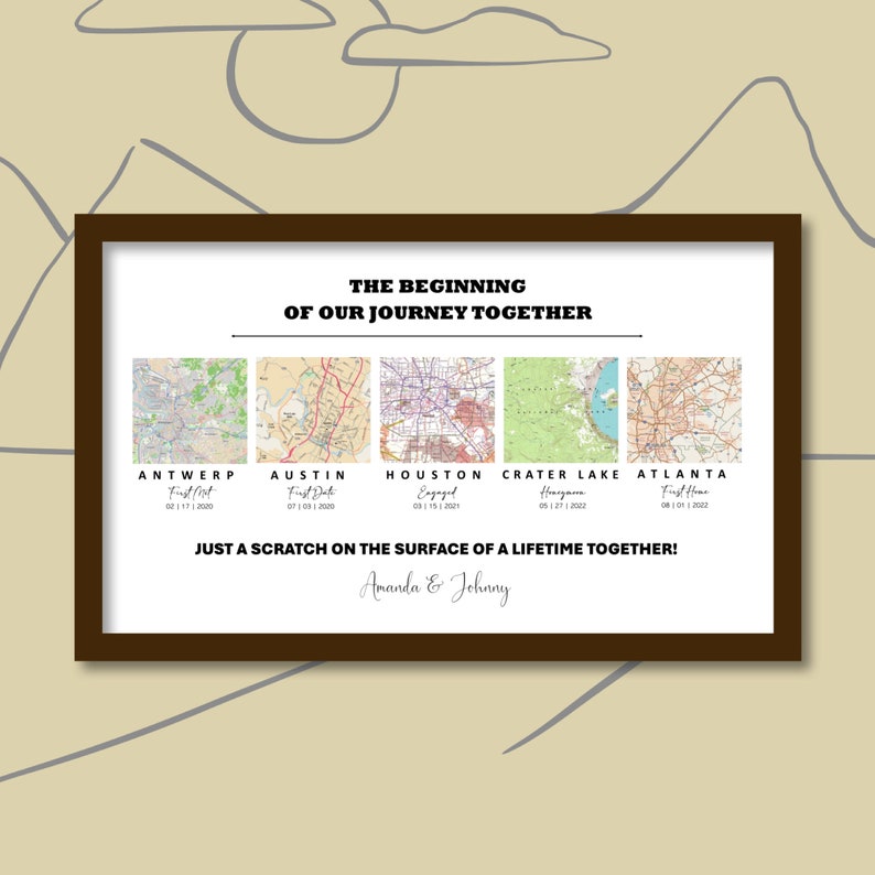 PERSONALIZED GIFT PRINT Map, Travel Map, Anniversary Gift, Adventure ...