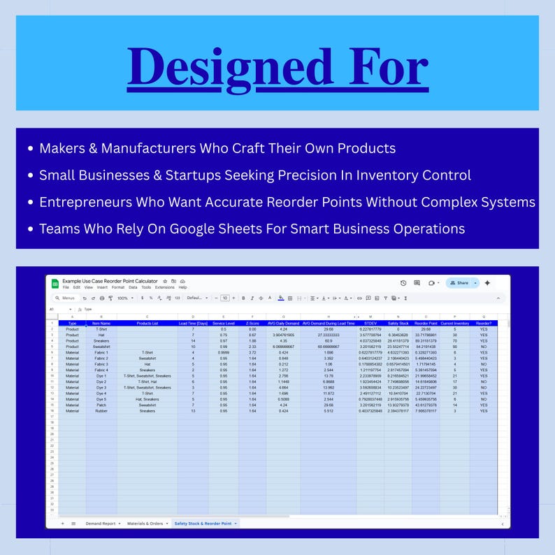 Advanced Reorder Point Calculator & Restocking Plan Generator | Google ...