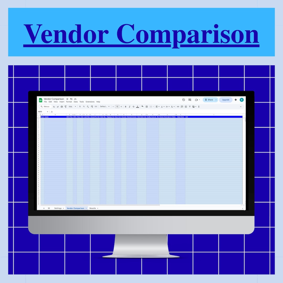 Vendor Comparison Spreadsheet | Google Sheets Template - Etsy