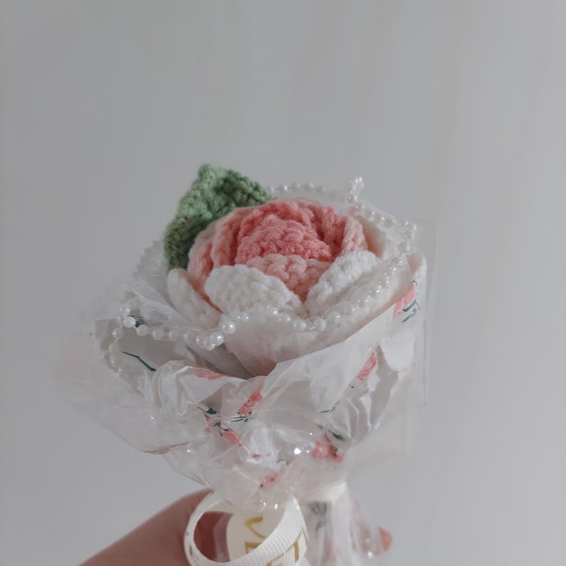 Handmade Crochet Single Flower Bouquet, Gift - Etsy