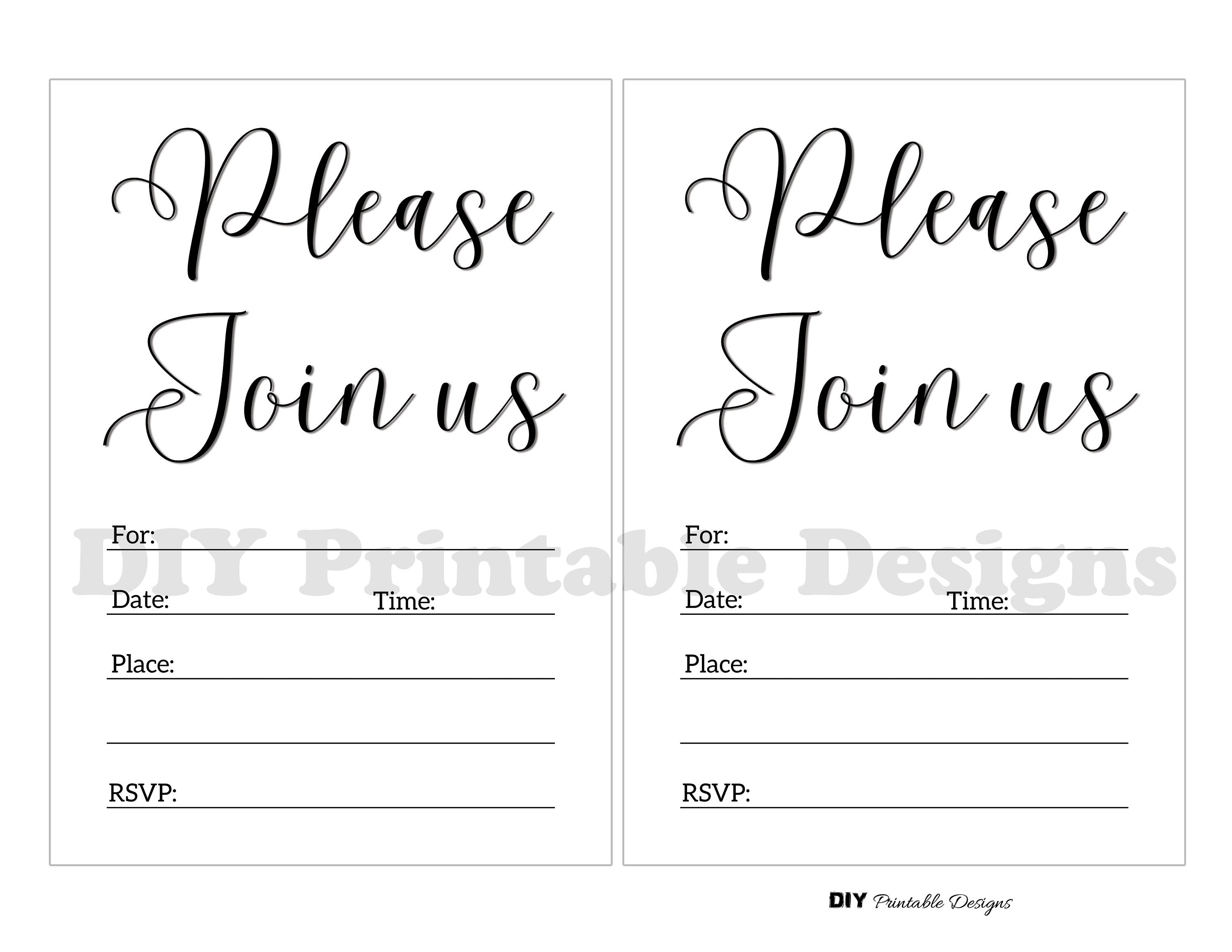 Simple Fill in Party Invitation, Blank Party Invitation Printable ...