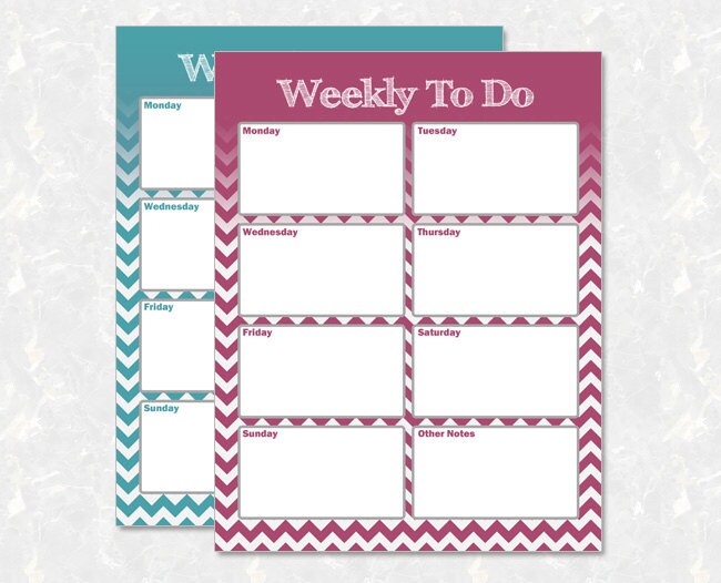 Weekly to Do Planner to Do List Chevron Weekly Planner - Etsy