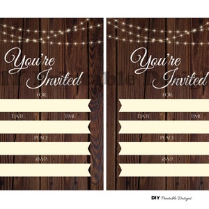 Rustic Blank Party Invitation, Rustic You're Invited Party Invitation ...
