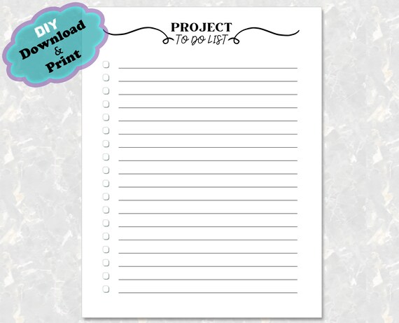Simple Project to Do List Printable Home Project Checklist - Etsy