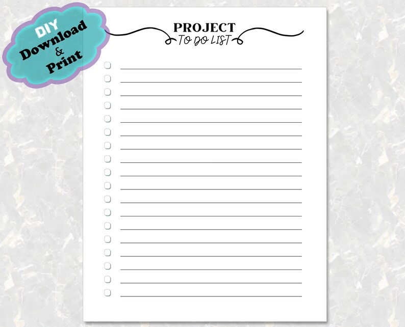 Simple Project to Do List Printable Home Project Checklist - Etsy