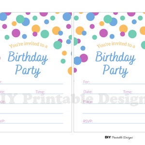 Fill in Birthday Party Invitation, Blank Birthday Party Invitation ...