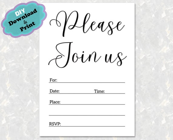 Simple Fill in Party Invitation Blank Party Invitation - Etsy