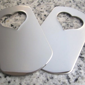 1 1/8" X 2" (29mm X 51mm) Heart Hole Dog Tag Stamping Blank, 22g ...