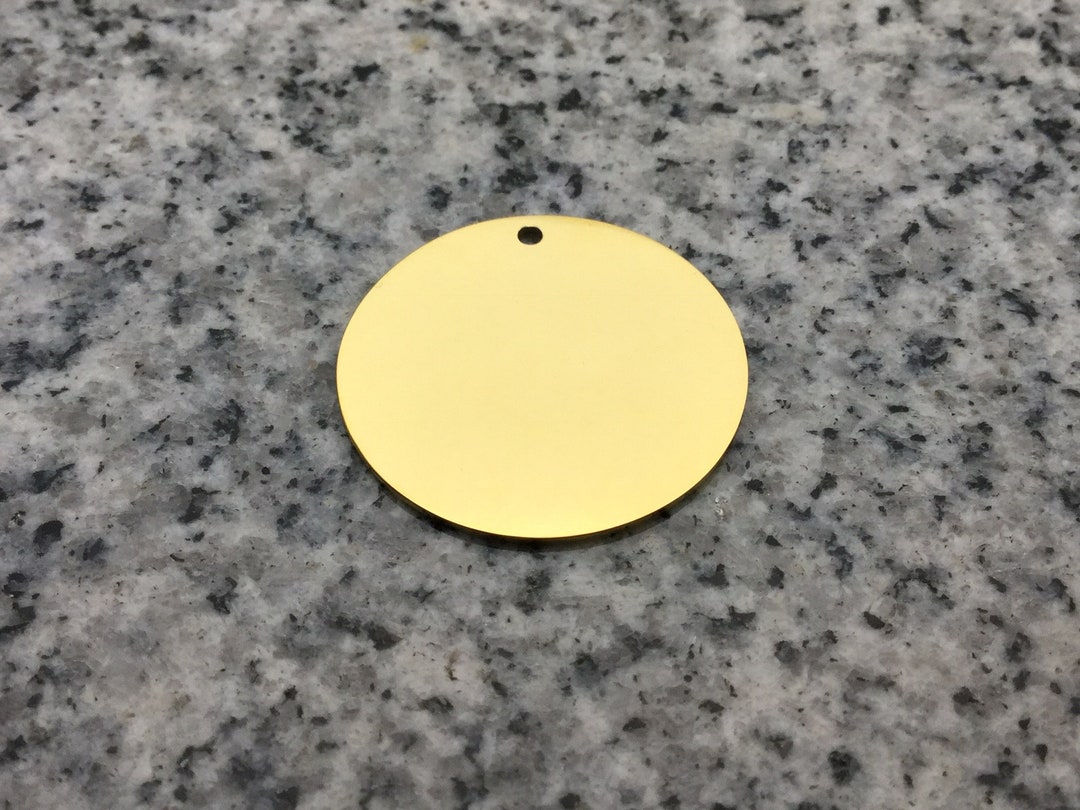 PREMIUM 1" (25mm) Yellow Round Stamping/engraving Blank W/ Hole, 22g ...