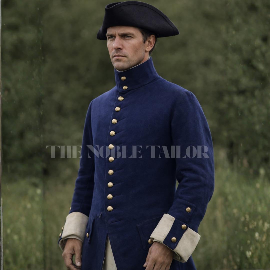 18th Century Royal Navy Lieutenant Frock Blue Wool Naval Uniform ...