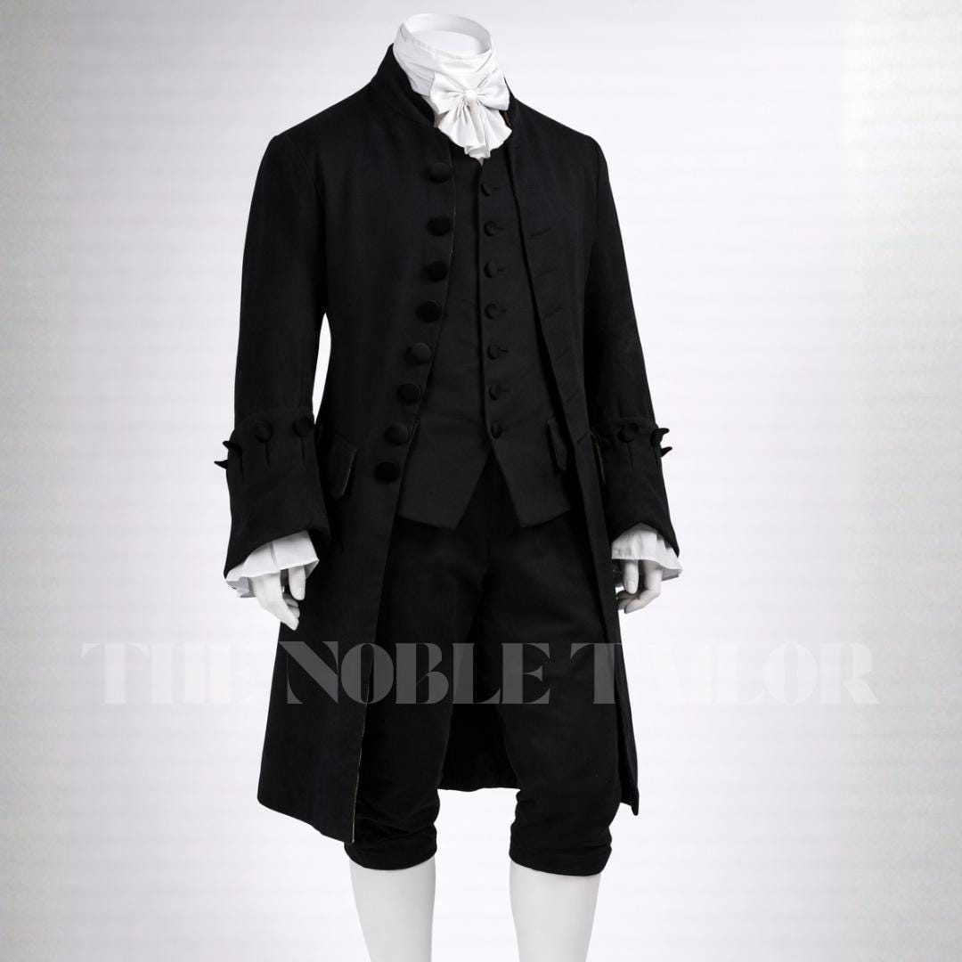18th Century Black Georgian Gentleman Suit | British Wool Coat and ...