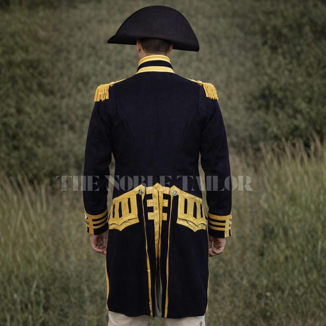 Black Wool Naval Vice Admiral Tailcoat | Napoleonic Gold Braided Hussar ...