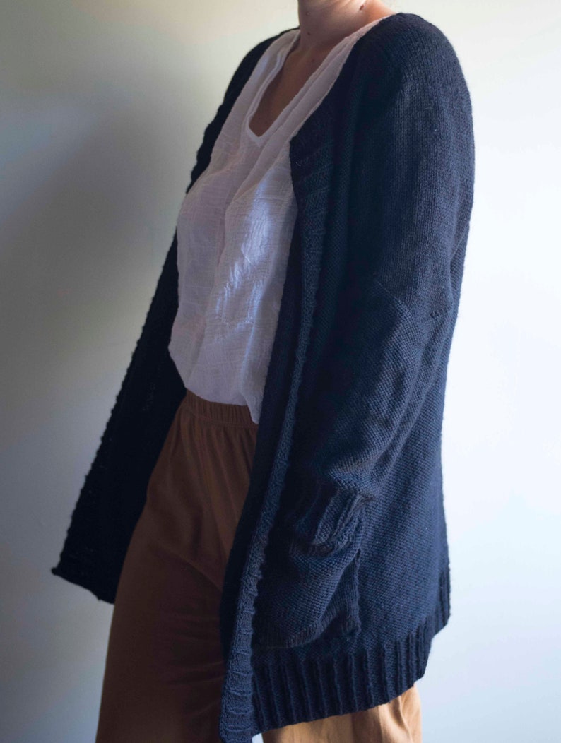 Knitting Pattern — Beloved Black Cardigan, Classic Open-front Cardigan ...