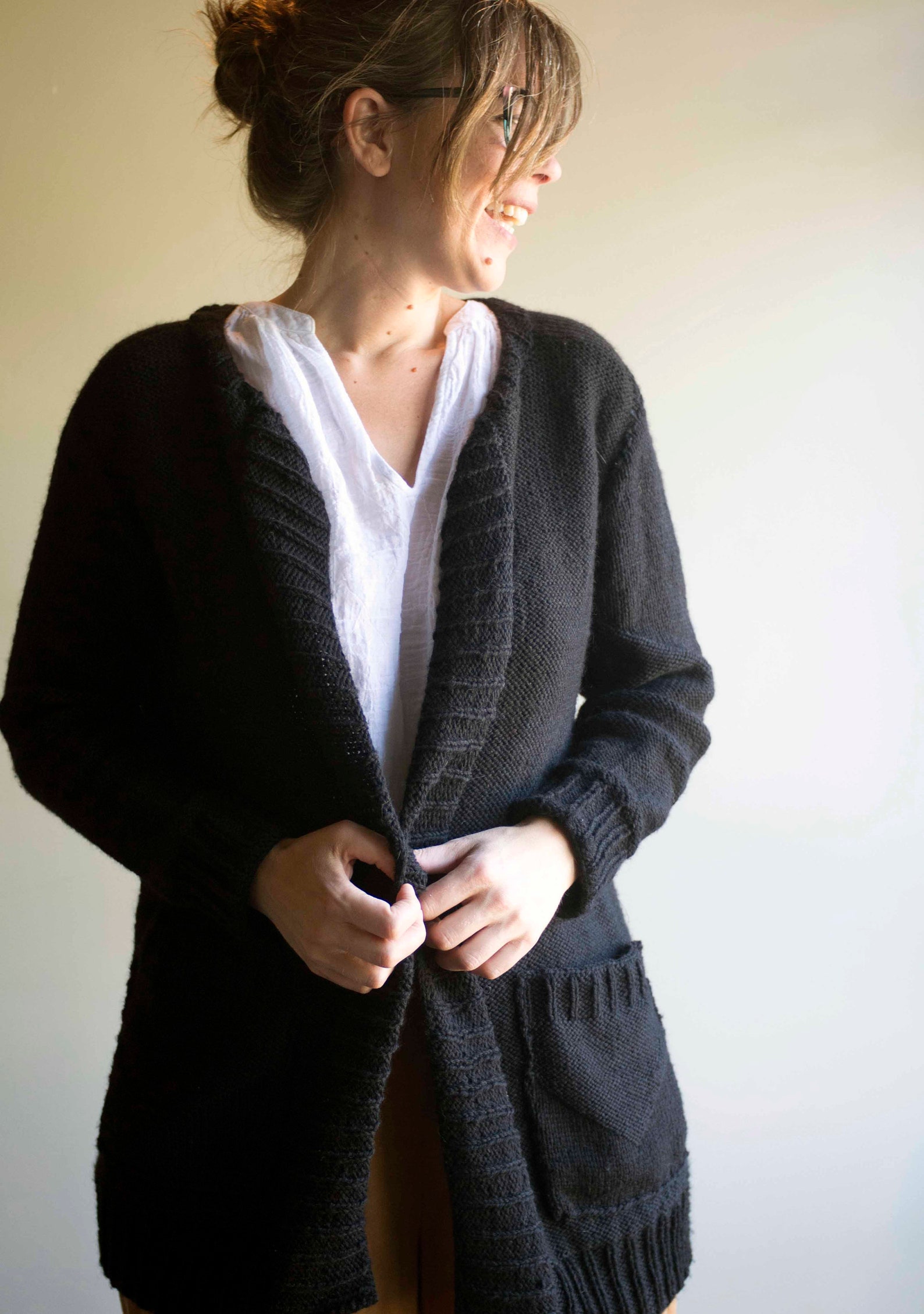 Knitting Pattern — Beloved Black Cardigan, Classic Open-front Cardigan ...