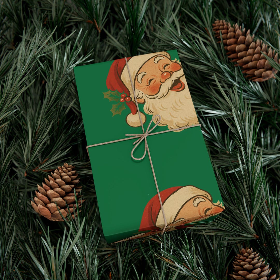 Retro Santa Gift Wrap – Festive Christmas Wrapping Paper - Etsy
