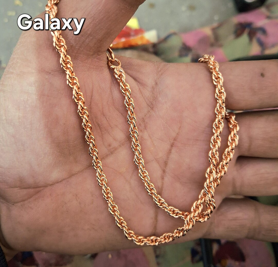 Solid Copper Chain Necklace, Handicrafted Copper Rope Bracelet, Rose ...