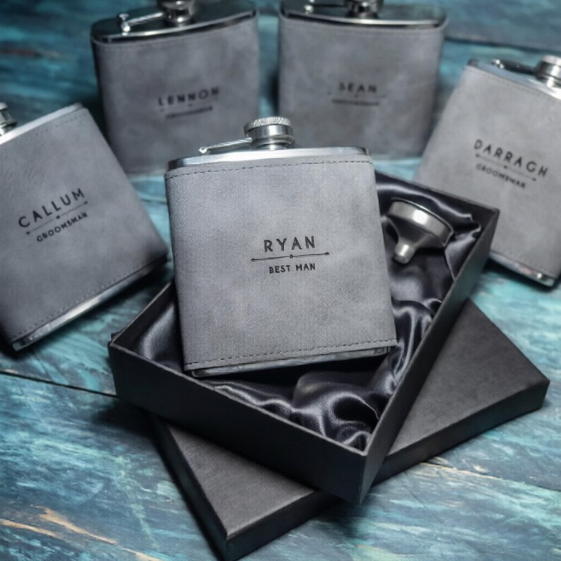 Personalized Leather Hip Flask, Custom Engraved Whiskey Gift (6OZ) - Etsy