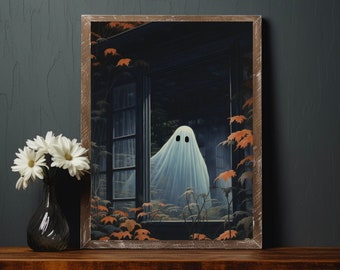 Funny Ghost in a Bathtub Halloween Decor, Digital Art Poster Print ...