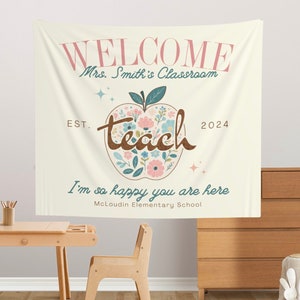 Teacher Classroom Tapestry, Welcome Back to School Sign, Personalized ...