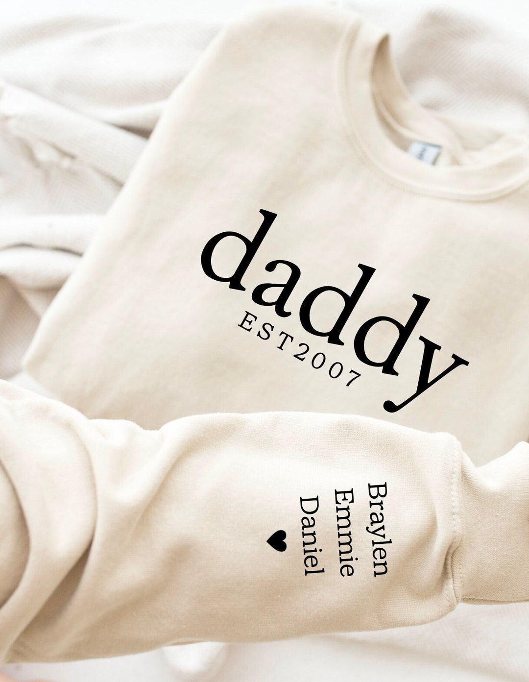 Custom Dad Sweatshirt With Kid Name on Sleeve, Personalized Dad Shirt ...