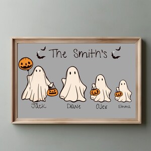 Custom Halloween Decor Ghost Family Portrait Sign, Halloween Printable ...