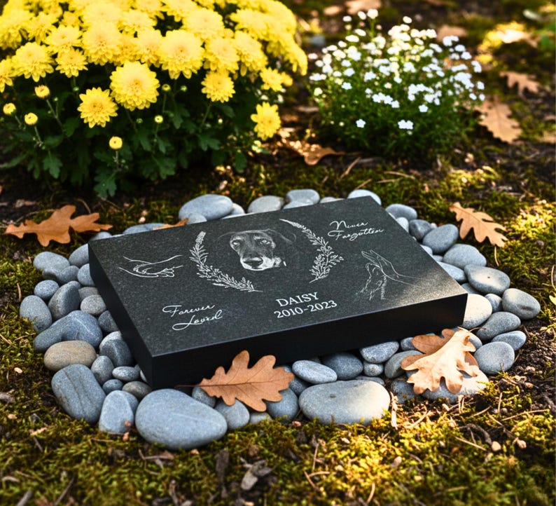 Engraved Granite Pet Memorial Stone — Personalized Outdoor Grave Marker ...