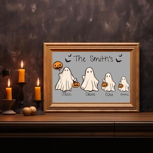 Custom Halloween Decor Ghost Family Portrait Sign, Halloween Printable ...