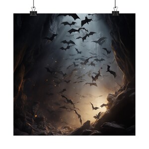 Bat Cave Spooky Wall Art Print, Halloween Indoor Decoration, Digital ...