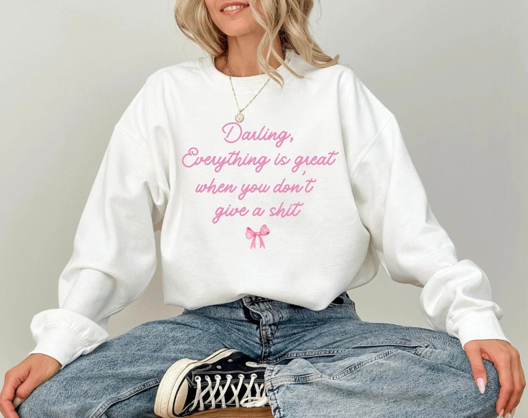 Coquette Sweatshirt For Women Cute Trendy Crewneck With Pink Bow