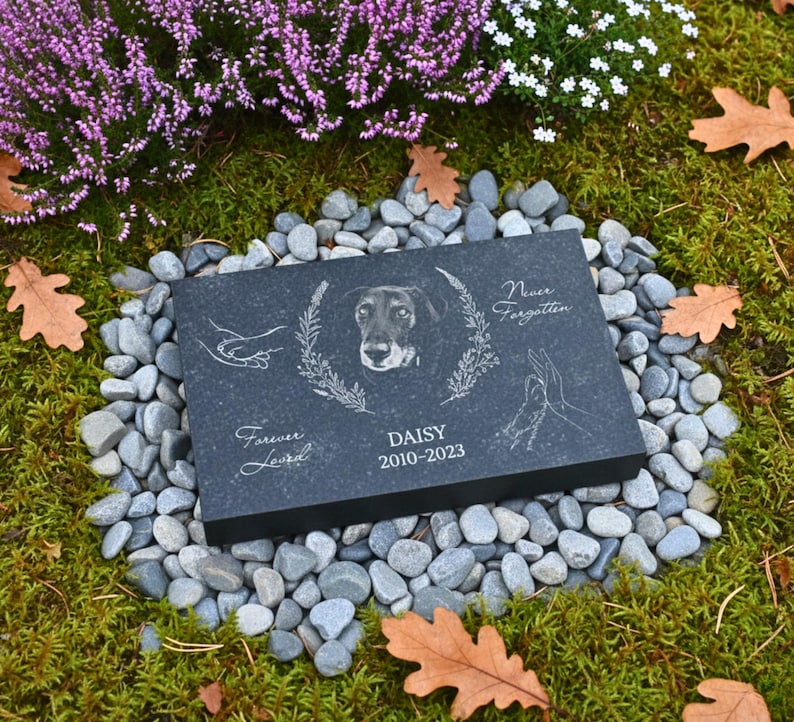 Engraved Granite Pet Memorial Stone — Personalized Outdoor Grave Marker ...