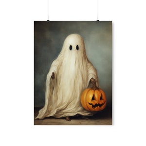 Cute Halloween Wall Art Print Ghost and Pumpkin, Ghost Home Decor ...