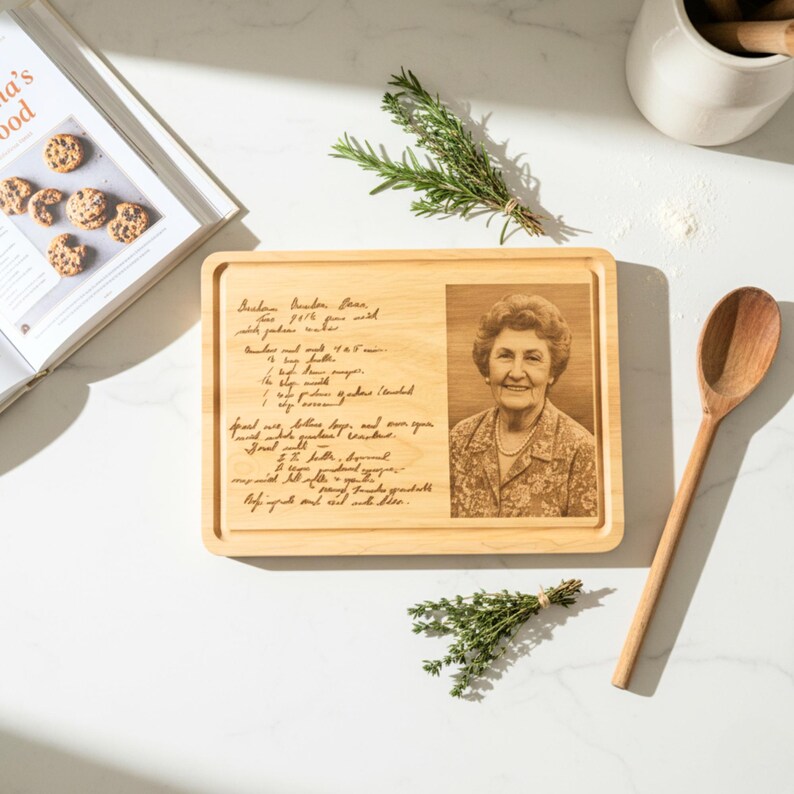 Personalized Recipe Cutting Board - Engraved Handwriting & Photo ...