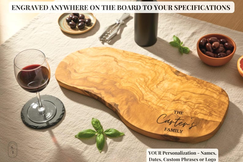 Olive Wood Charcuterie Board – Personalized Cutting & Serving Board for ...