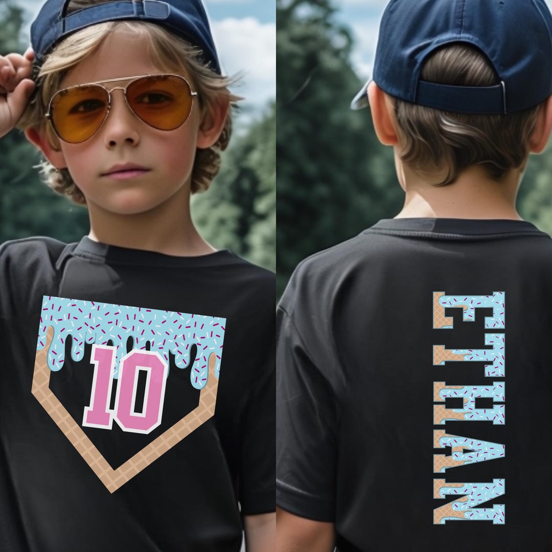 10th Birthday Baseball Shirt Boy, Baseball Birthday Shirt, Ice Cream ...