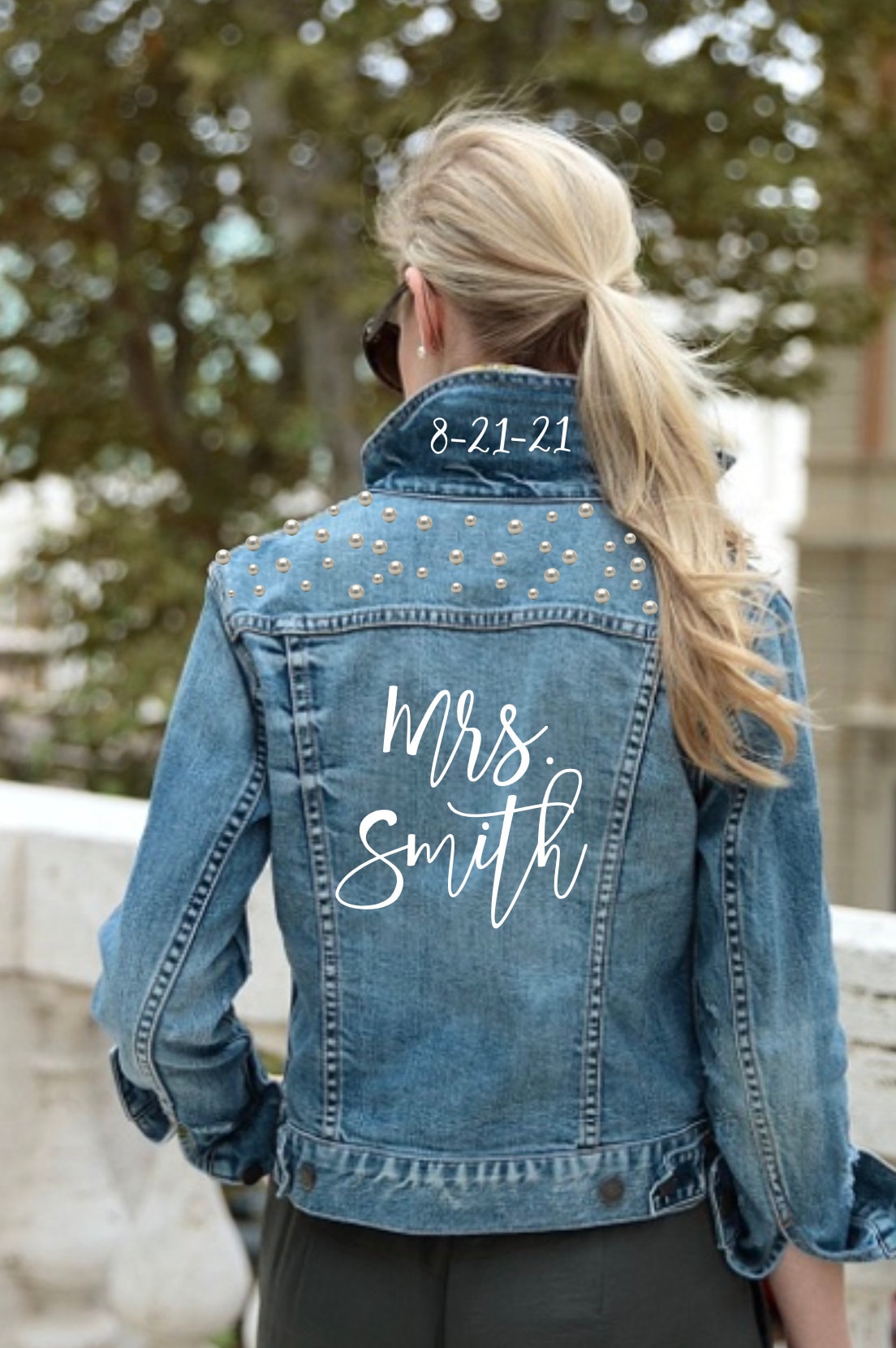 Pearl jean jacket Custom Wedding bride jean jacket coat | Etsy